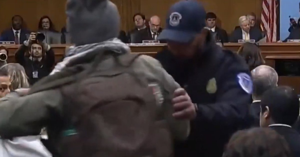 Protester With Backpack Gets Removed From DHS Secretary Kristi Noem's ...