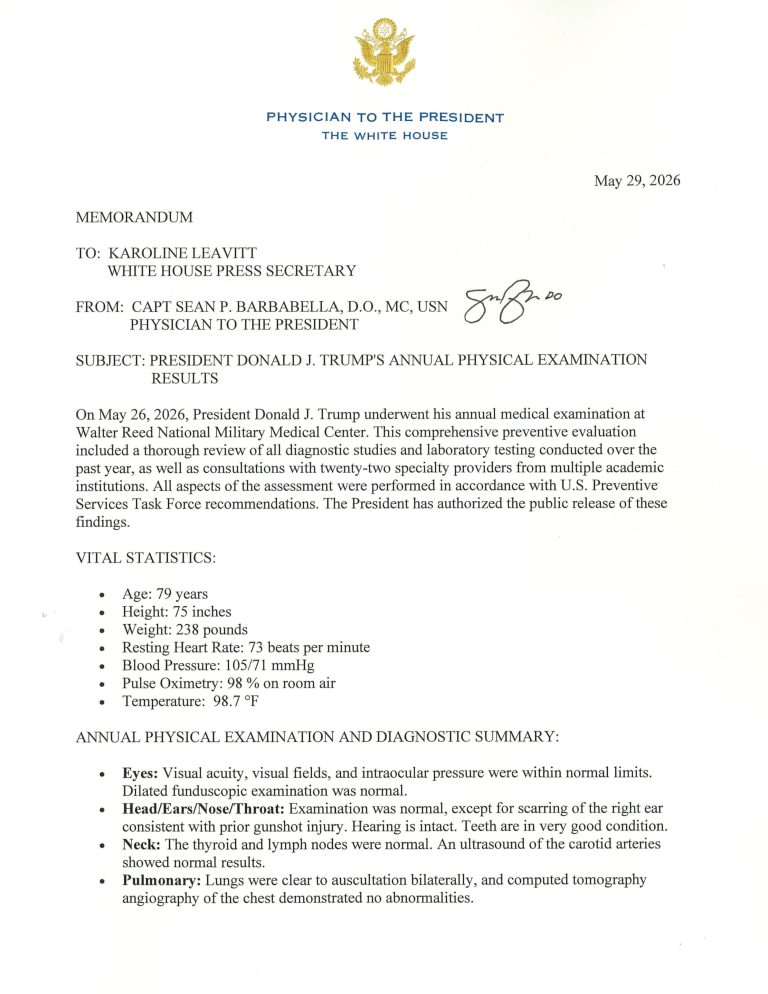 JUST IN: President Trump's Physical Exam Results Released | WLT Report